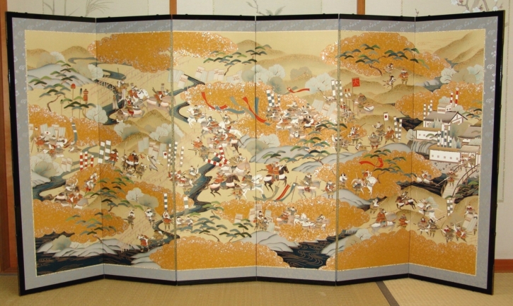 Japanese Gold Painting folding Screen / byobu shop Mikoshiba